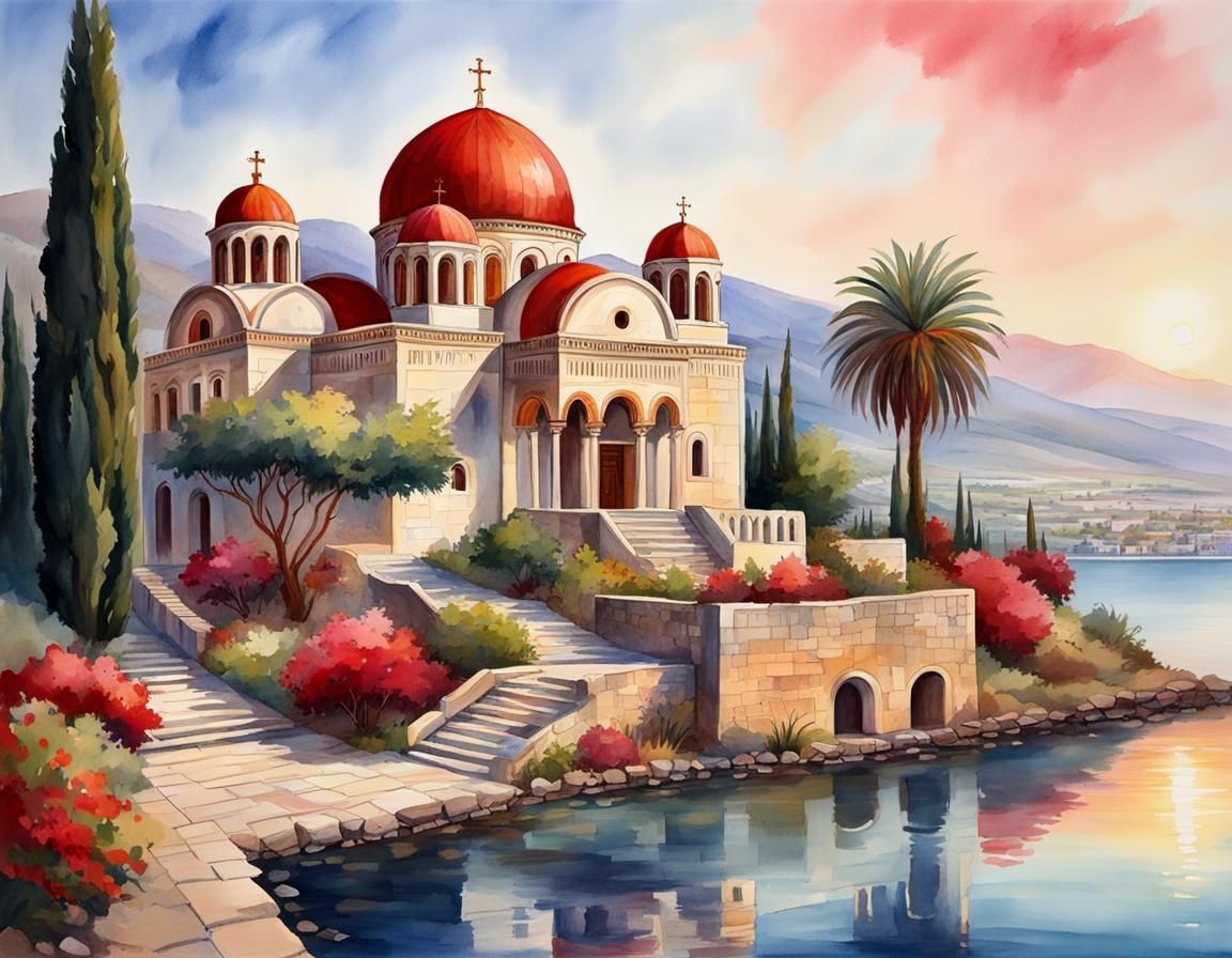 Capernaum church, the sea of Galilee - AI Generated Artwork - NightCafe ...