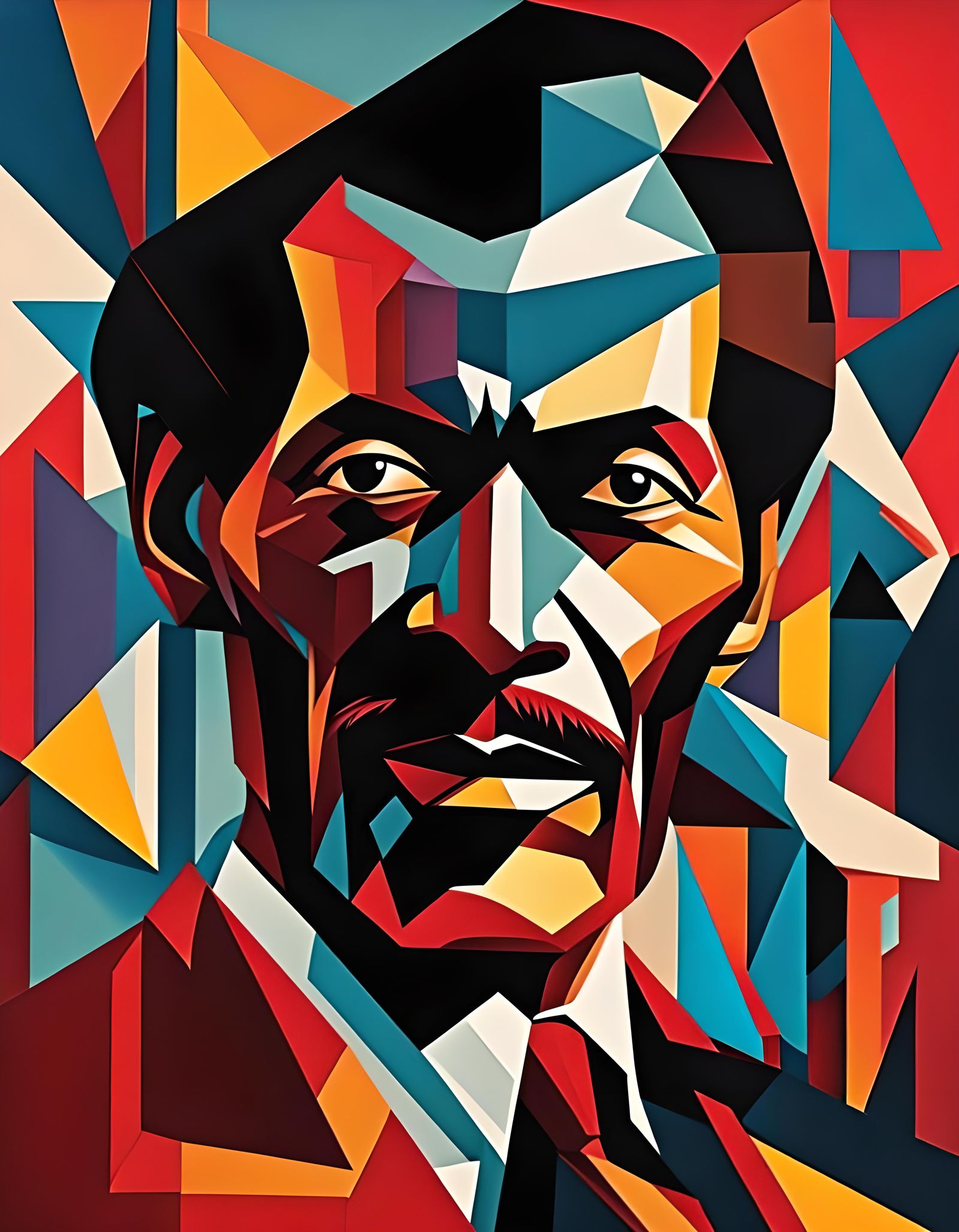 Chuck Berry cubist painting, Neo-Cubism, layered overlapping geometry ...