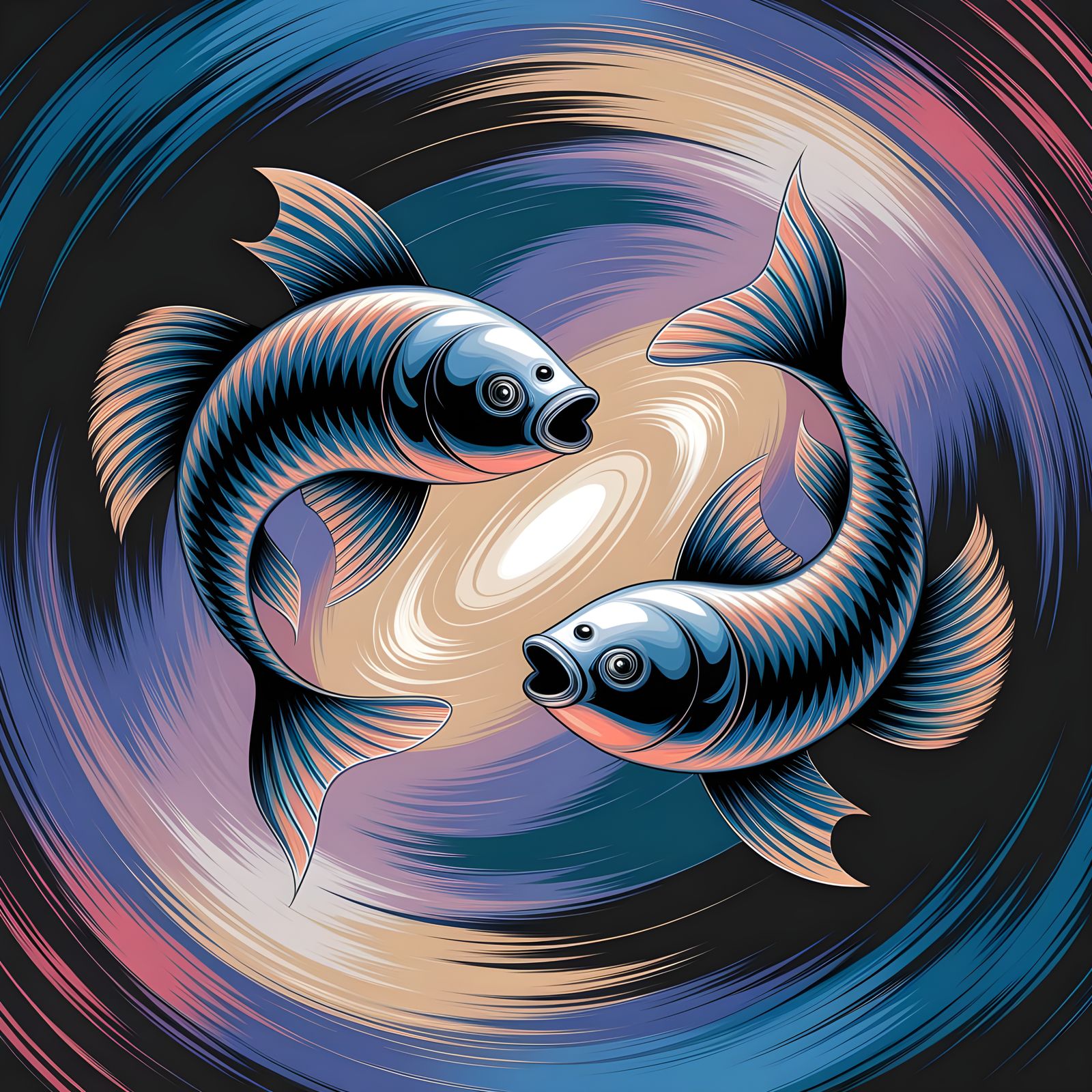 Pisces Zodiac Horoscope Fish - Vibrant Cosmic Fish Dance in ...