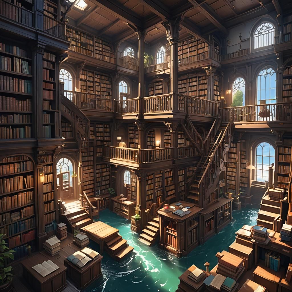 A multi-storey library. - AI Generated Artwork - NightCafe Creator