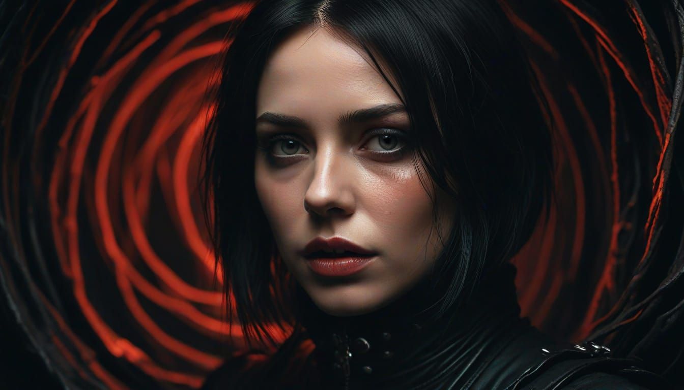 A gothic woman, trapped in a vortex