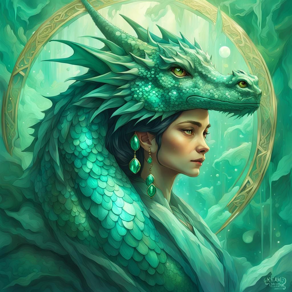 The Emerald Dragon Girl - AI Generated Artwork - NightCafe Creator