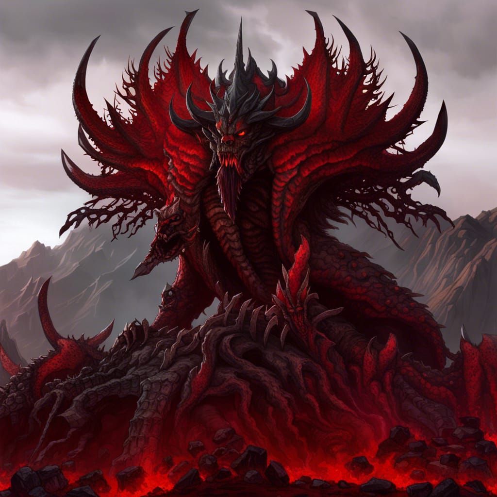 Vorax the Volcanic demon - Fearsome Demon on Volcanic Throne...