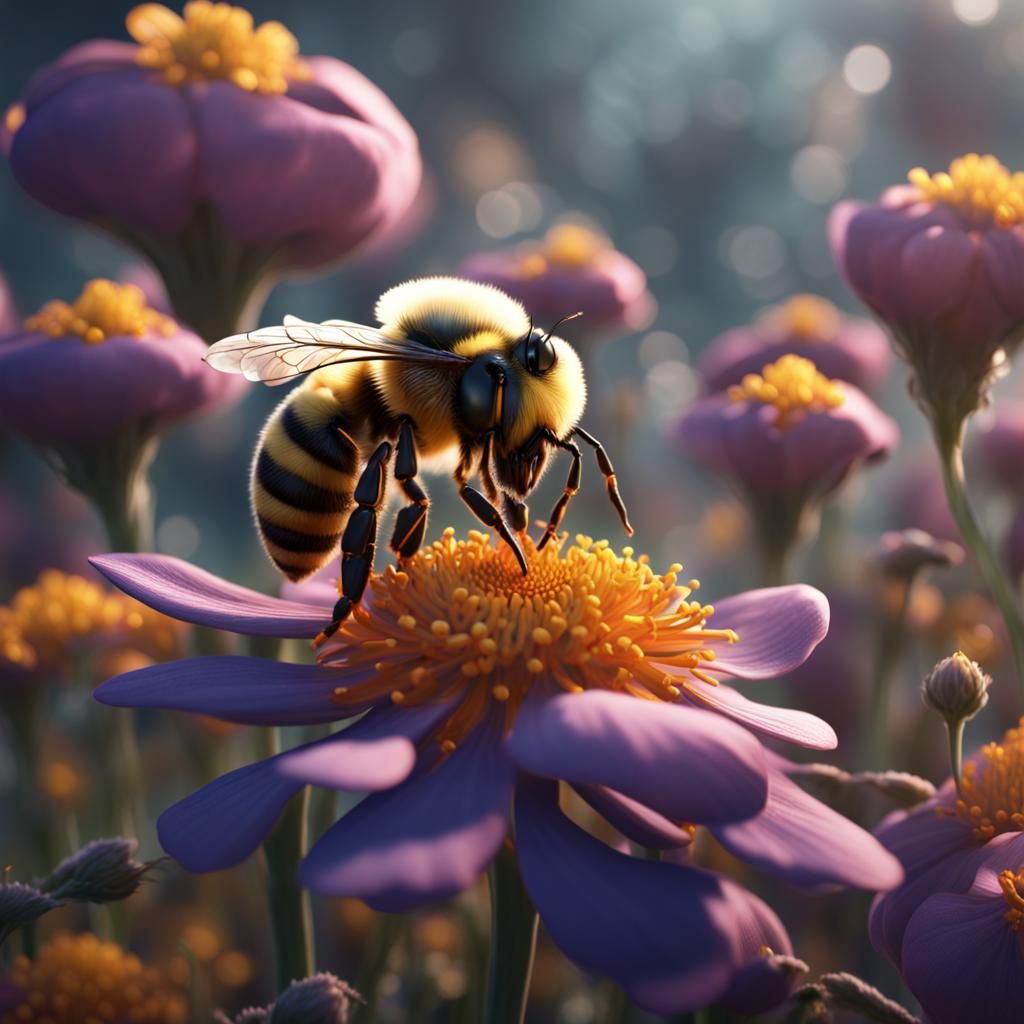 Bee pollinating - AI Generated Artwork - NightCafe Creator