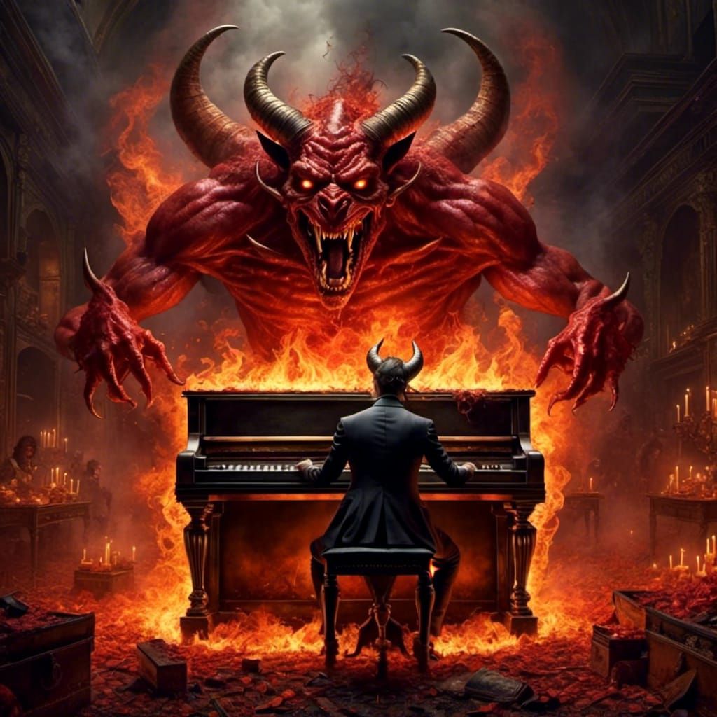 The devil plays the piano in hell - AI Generated Artwork - NightCafe ...