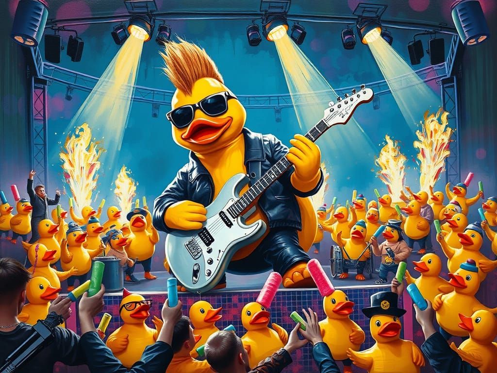 An outrageous rock concert headlined by a giant rubber duck dressed as ...