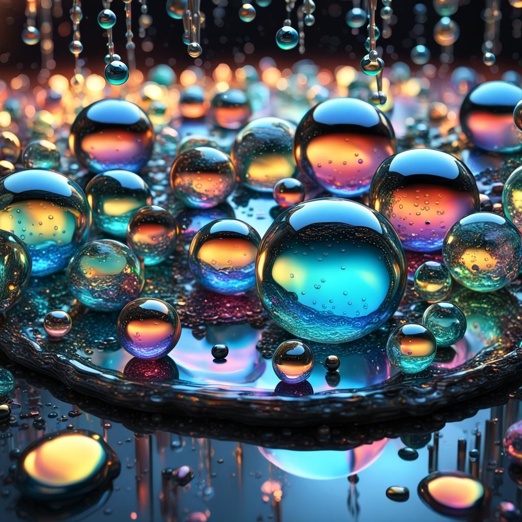 Surrealistic Glass Landscape with Melting Marbles ... - AI Art