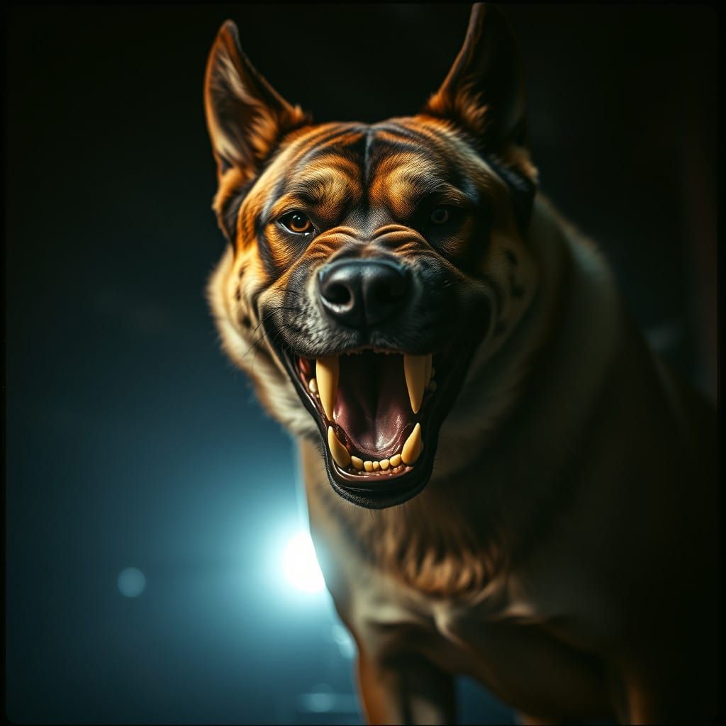 angry guard dog - Majestic Guard Dog in Moody Film Noir Styl...
