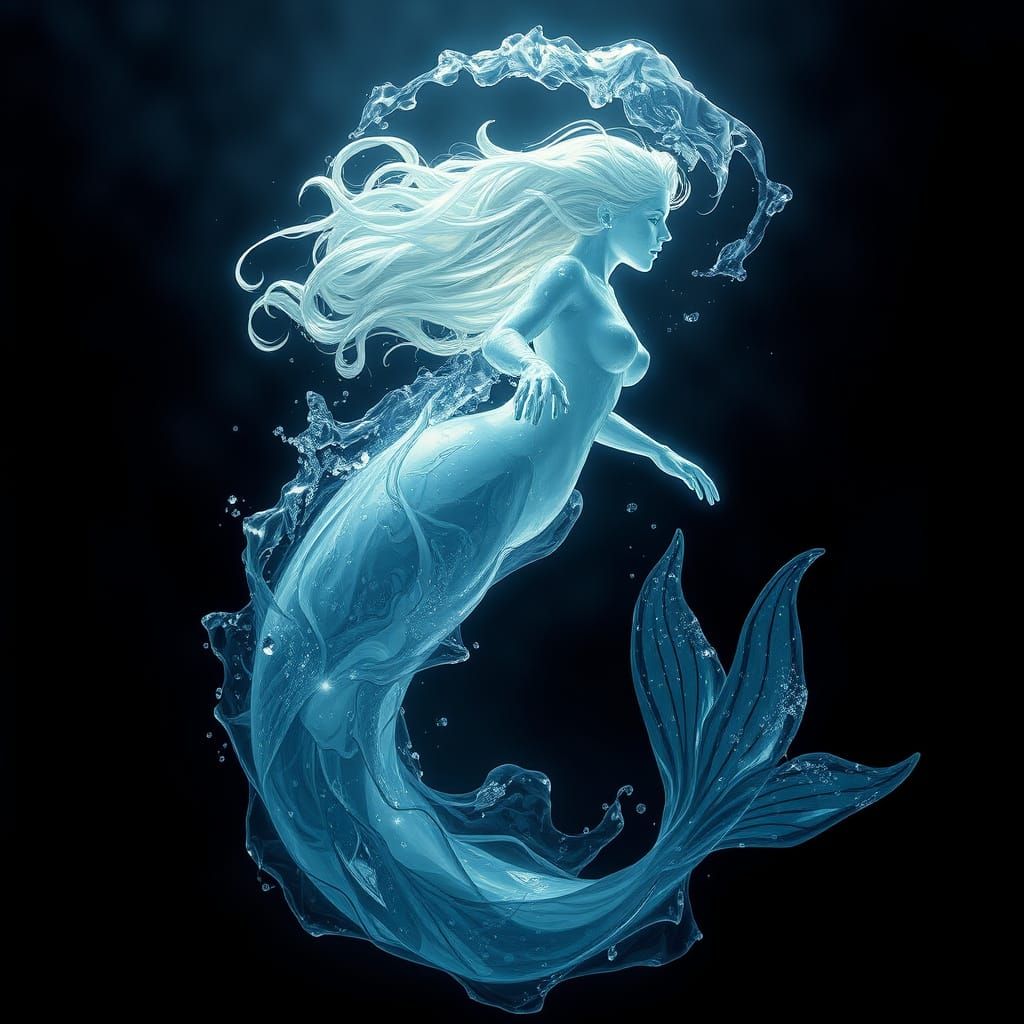 The water mermaid - Ethereal Water Mermaid Illuminated in Ri...