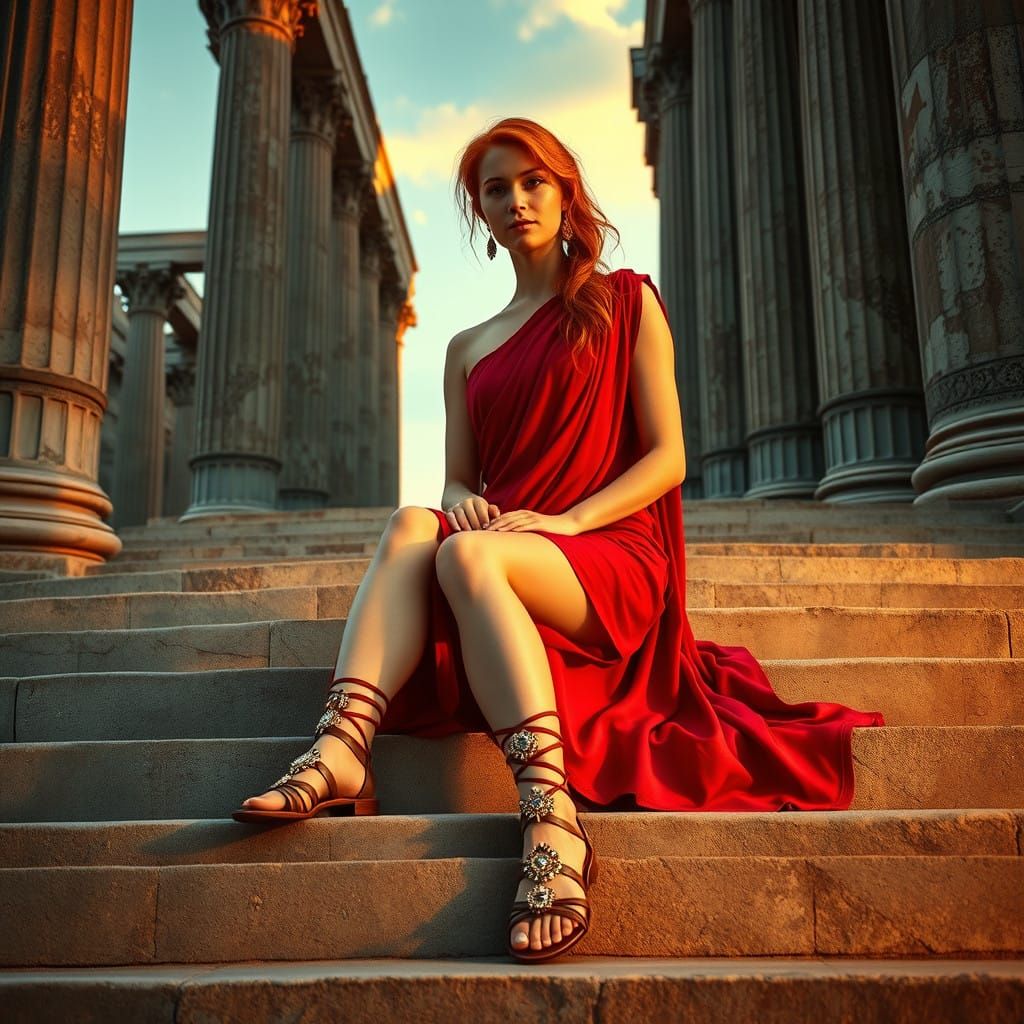Roman Goddess of Dawn in Ancient City - AI Art