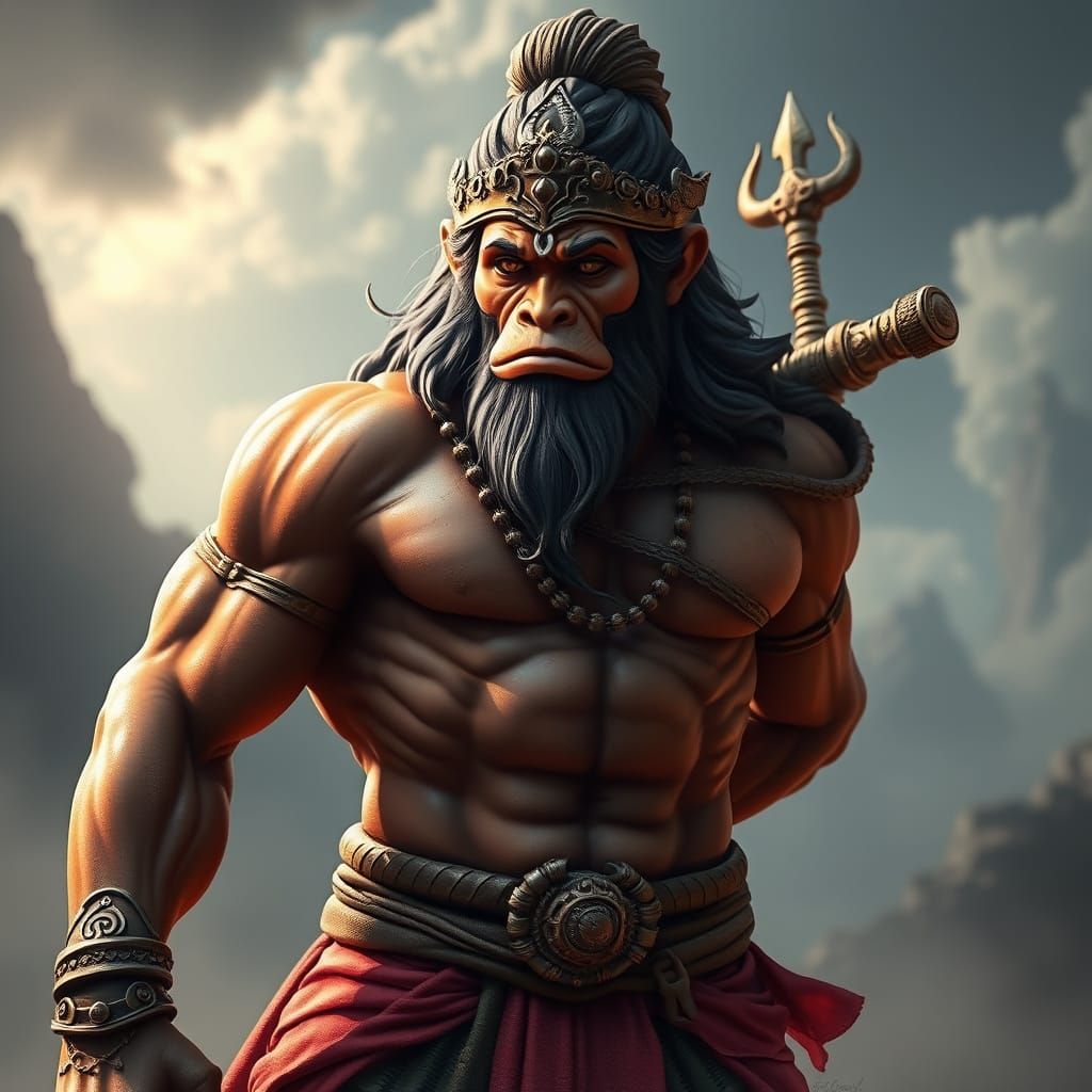 The Majestic Hanuman: Strength and Loyalty in Indi... - AI Art