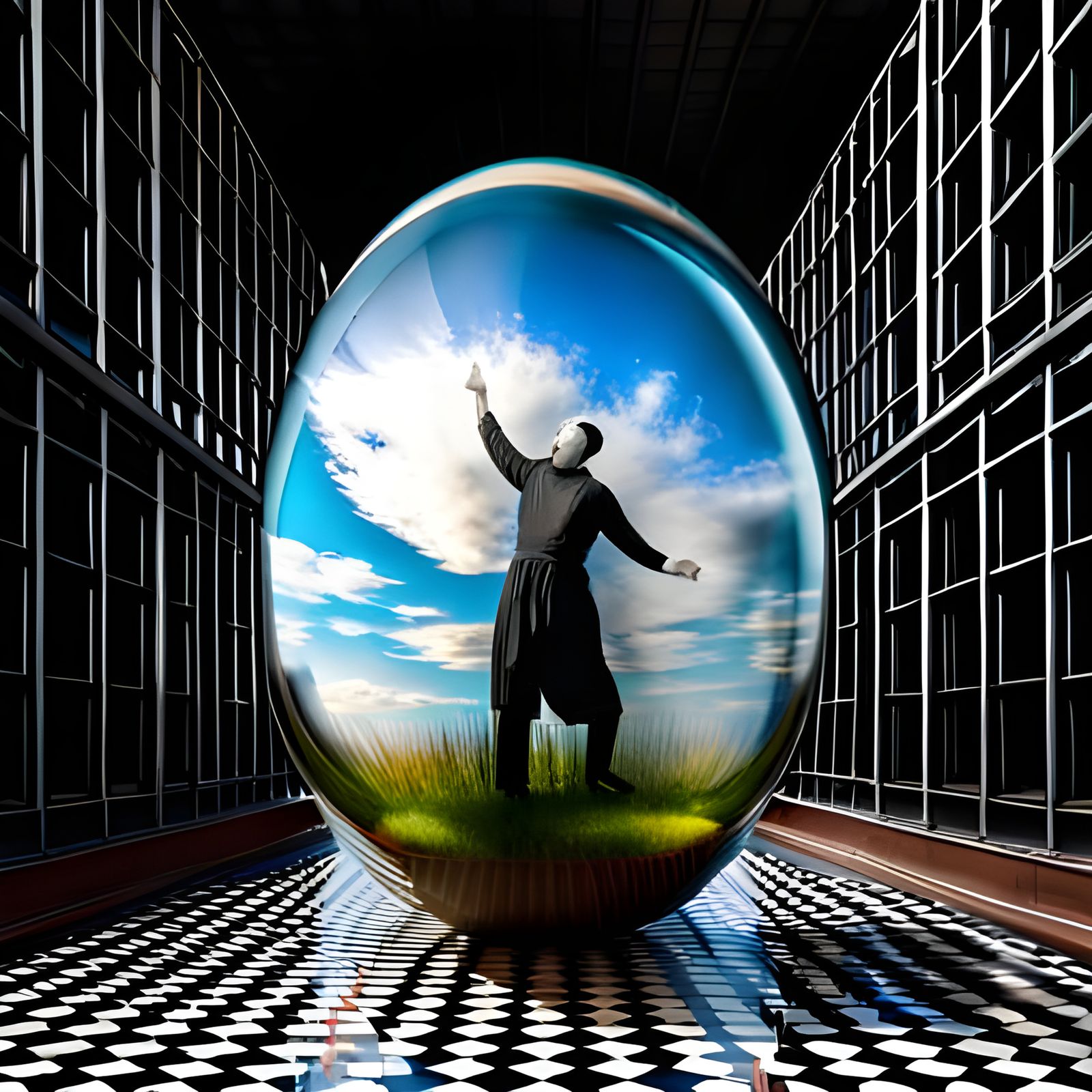 A Glass Easter Egg with a French Mime Trapped Inside - AI Generated ...