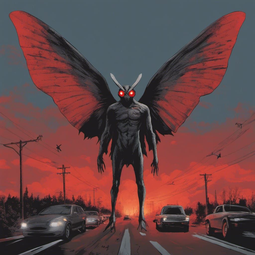 mothman on a highway near you - AI Generated Artwork - NightCafe Creator