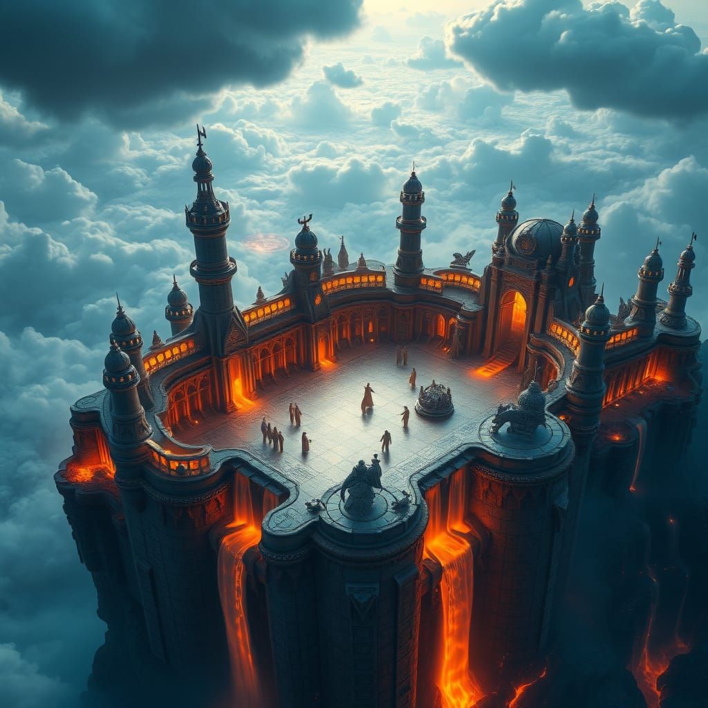 Majestic Fortress in the Sky with Celestial Chess ... - AI Art