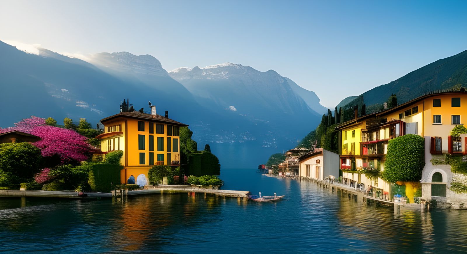 Lake Como in Switzerland in early morning-1774 - AI Generated Artwork ...