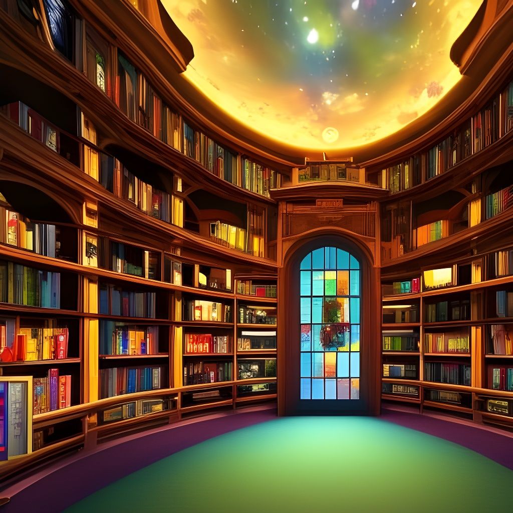 Inside the magic bookshop. Painted in the third dimension using ...
