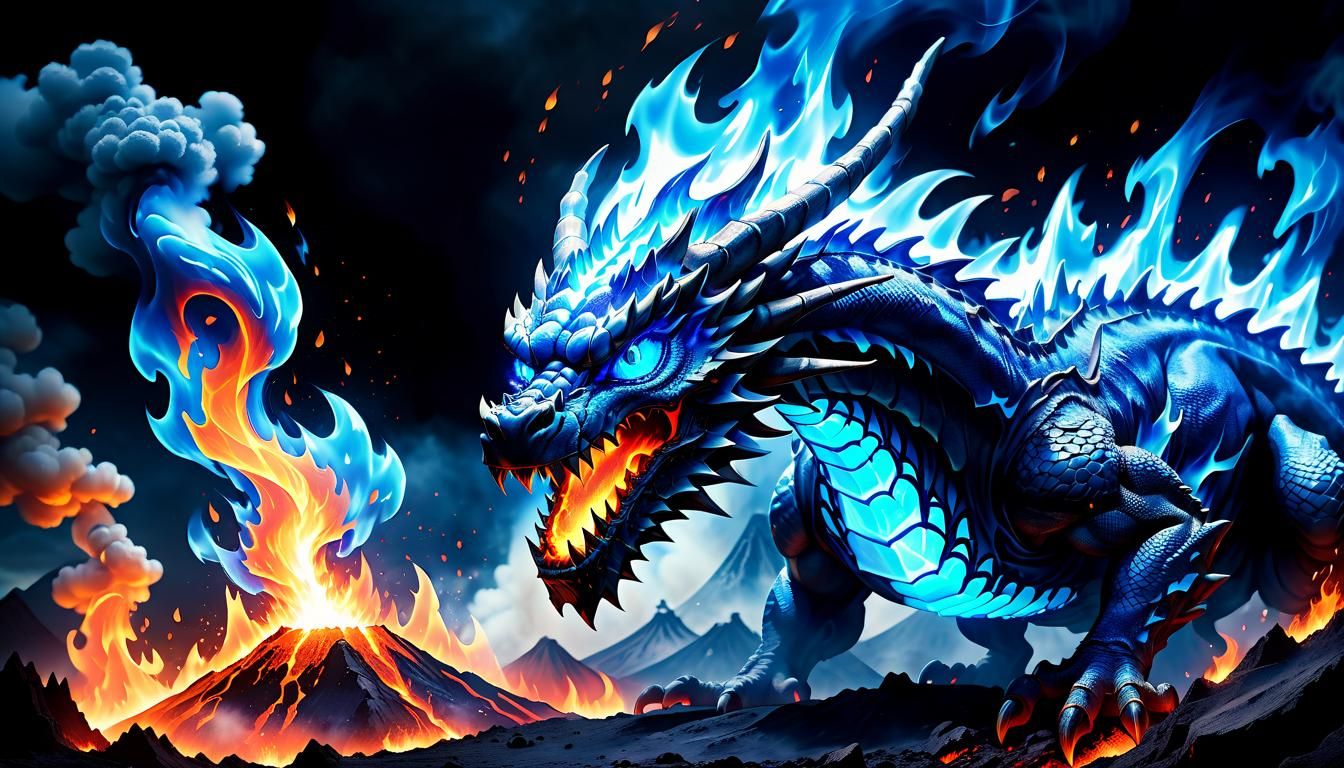 Blue Flame Dragon - AI Generated Artwork - NightCafe Creator