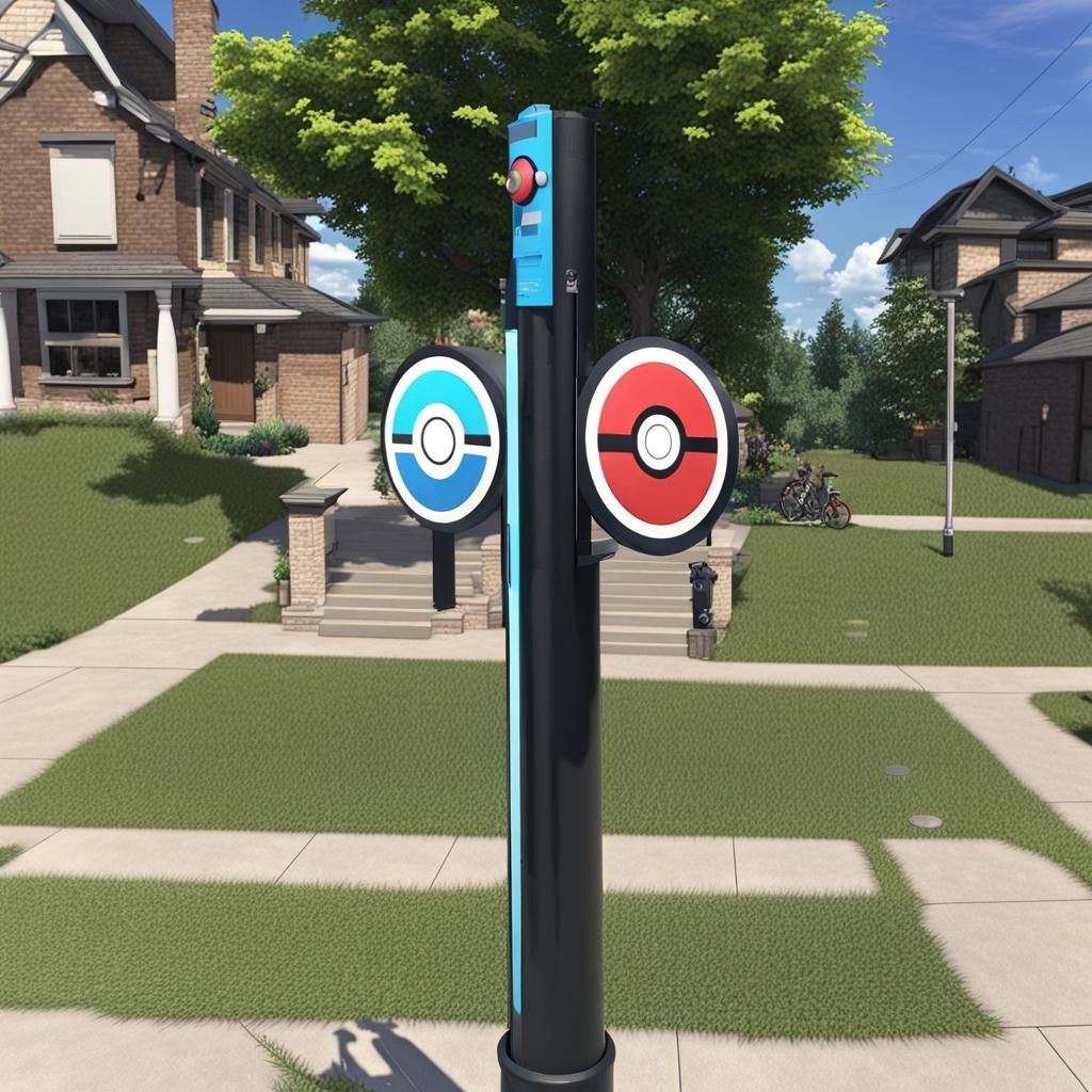 my Pokemon Go Gym pokestop pole at front of my house outside - AI ...