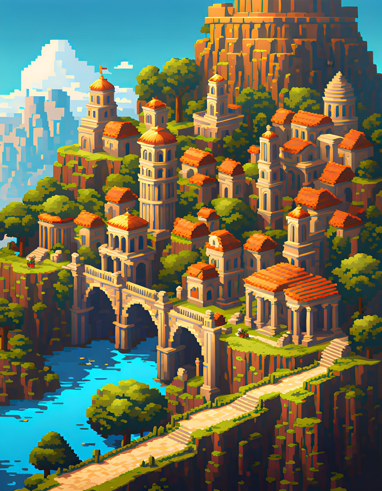Ancient pixel city - AI Generated Artwork - NightCafe Creator