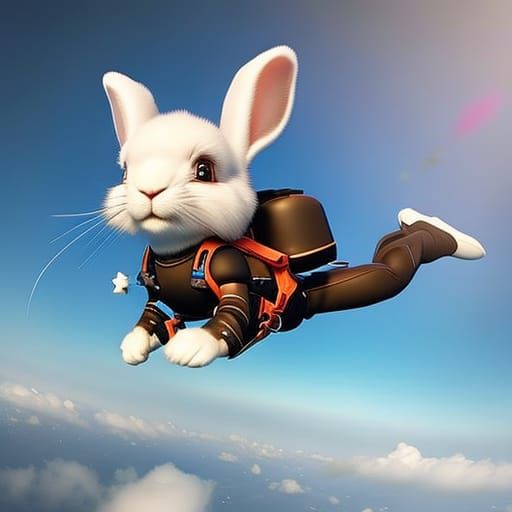 Skydiving Bunny - AI Generated Artwork - NightCafe Creator