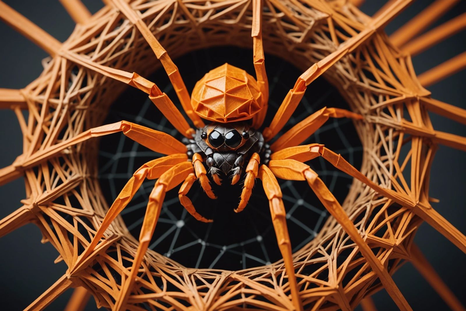 Orange origami spider - AI Generated Artwork - NightCafe Creator