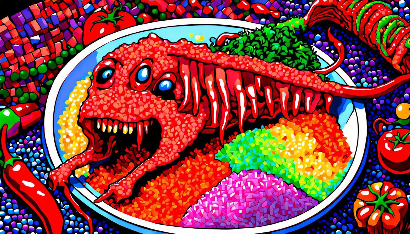 horror at christmas , naga ghost chili , sticky red sauce , tomato ...