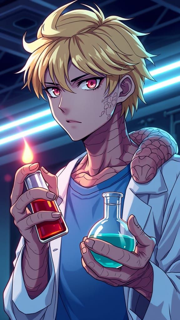 Anime-Inspired Scientist in Neon Lab - AI Art