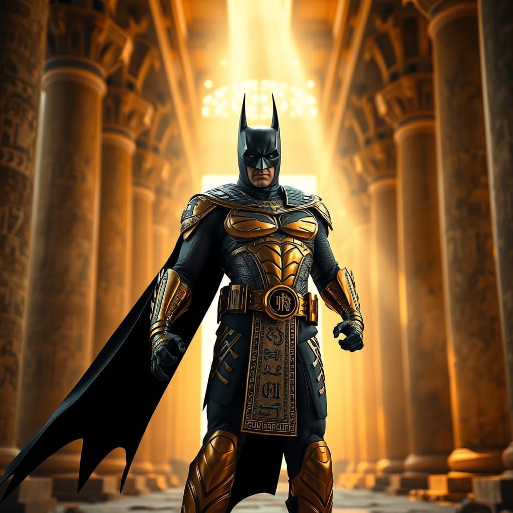 Egyptian God Batman in action - Egyptian God of Justice in E...