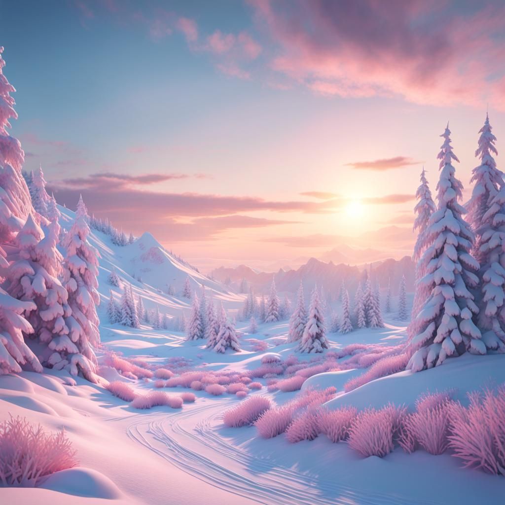 Pastel Color Artic Snowscape :: Cinematic atmospheric beautiful ...
