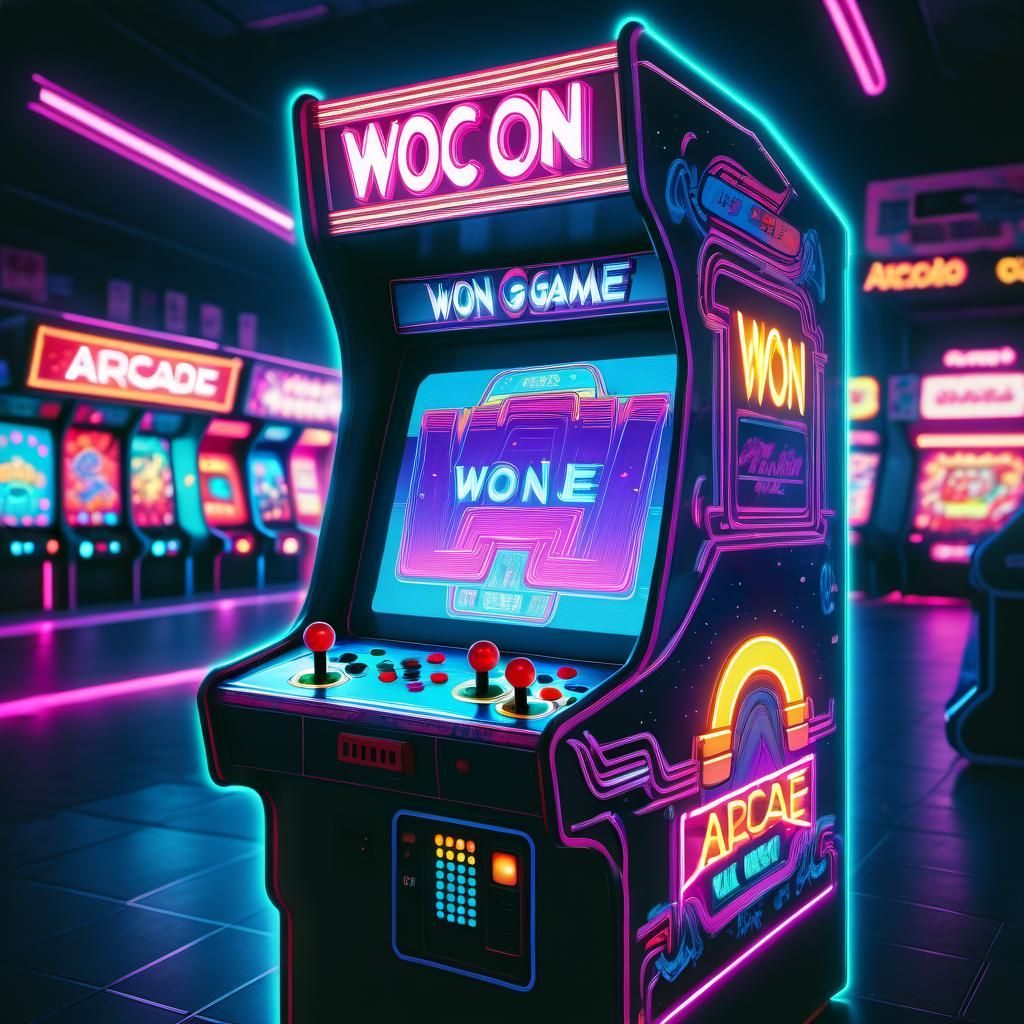 An arcade machine of won game in 1980s - AI Generated Artwork ...