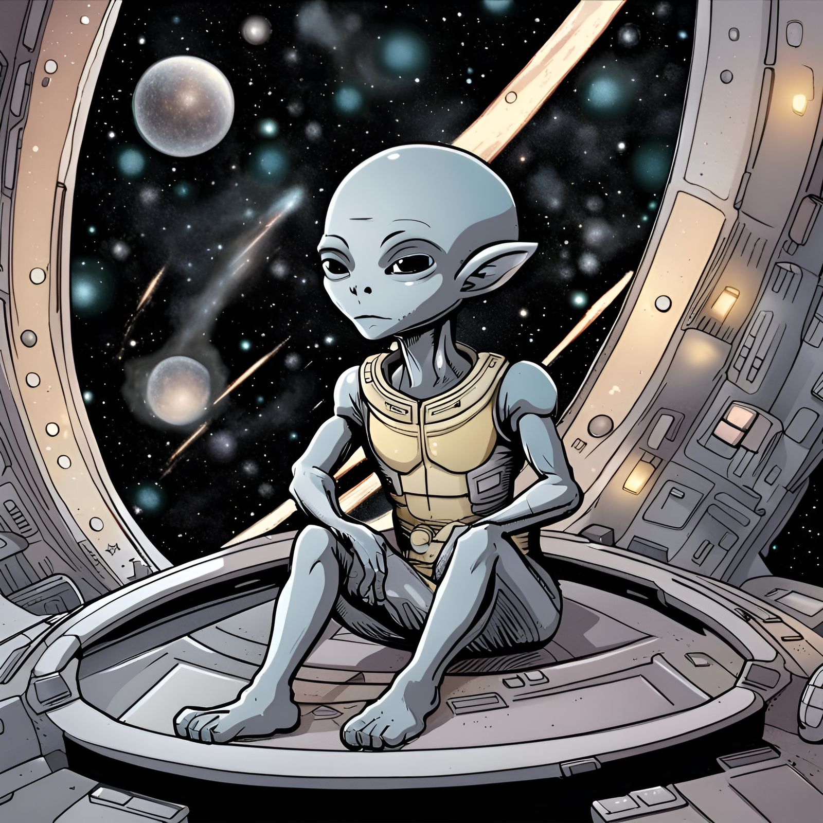 Thoughtful alien - AI Generated Artwork - NightCafe Creator