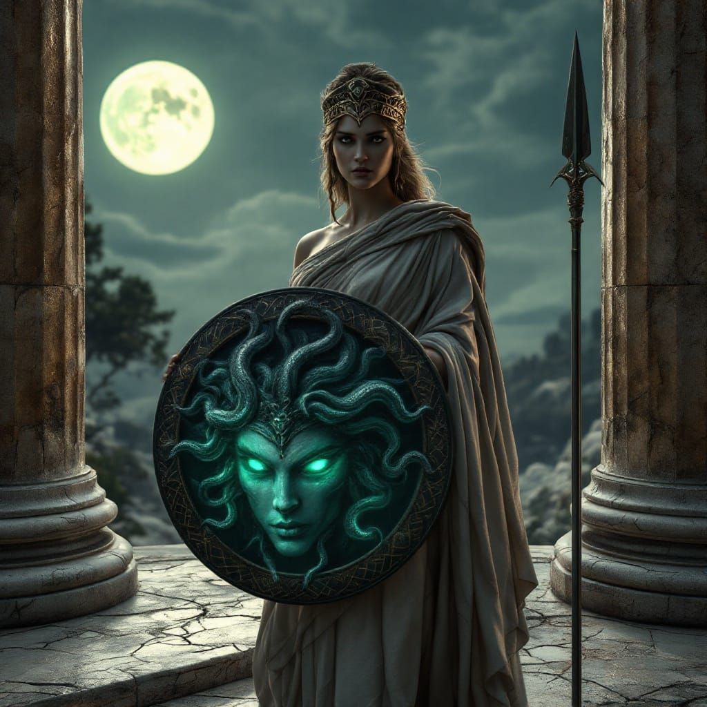 Athena Goddess of Wisdom in Hyper-Realistic Portra... - AI Art