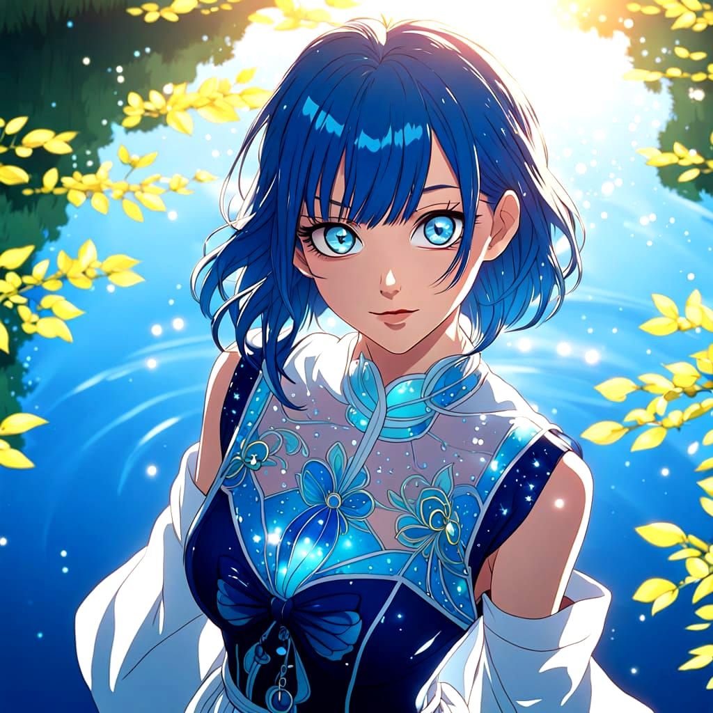 Girl standing in lake - Girl standing in lake