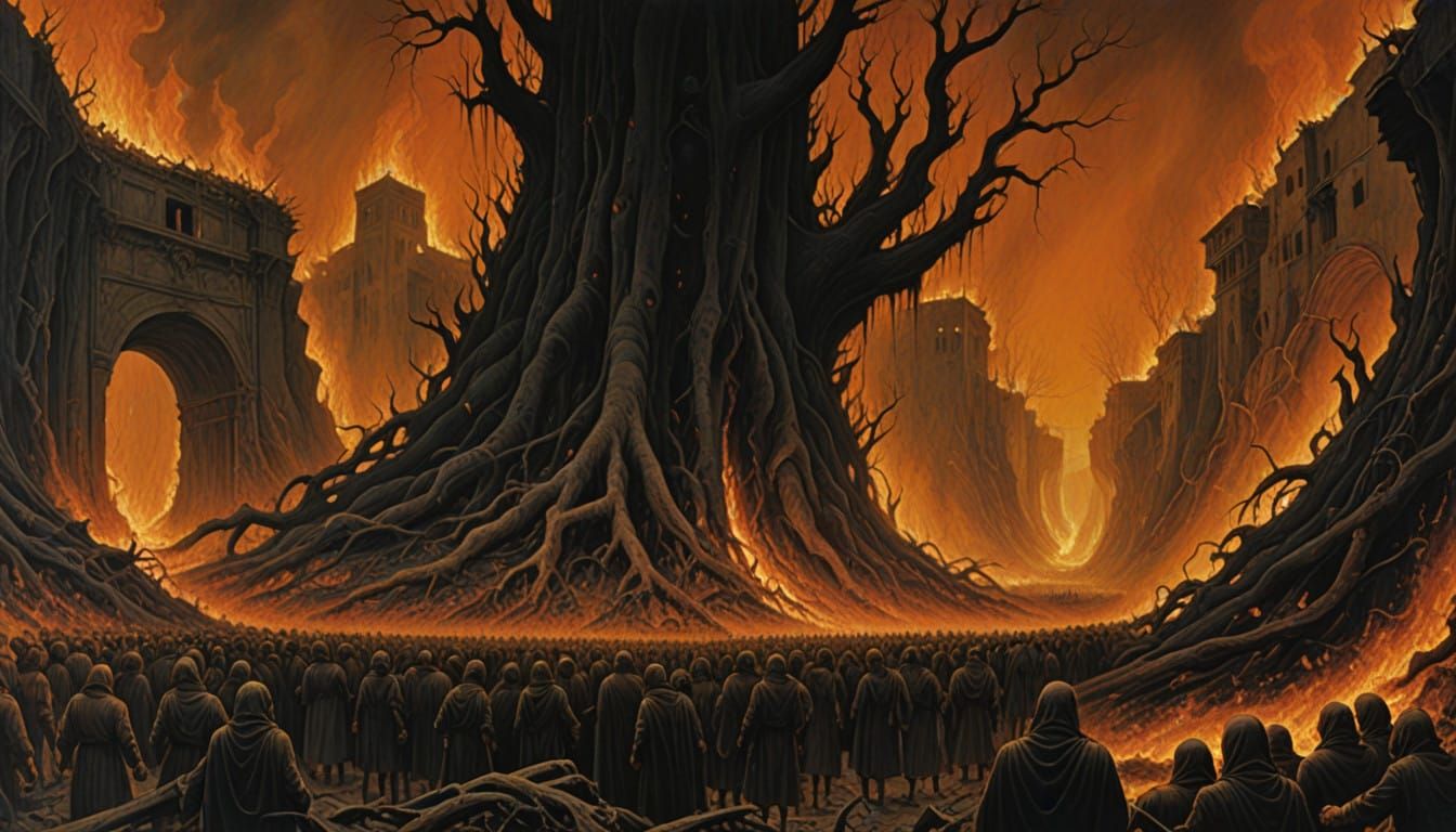 Renaissance Horror Amidst Pacific Palisades Infern... - AI Art