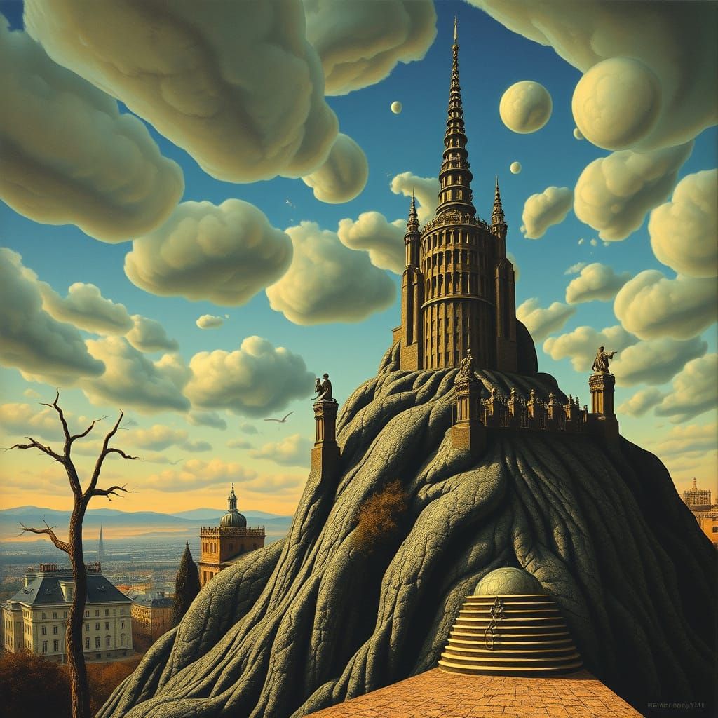 Surreal Cityscape in Distorted Perspective - AI Art