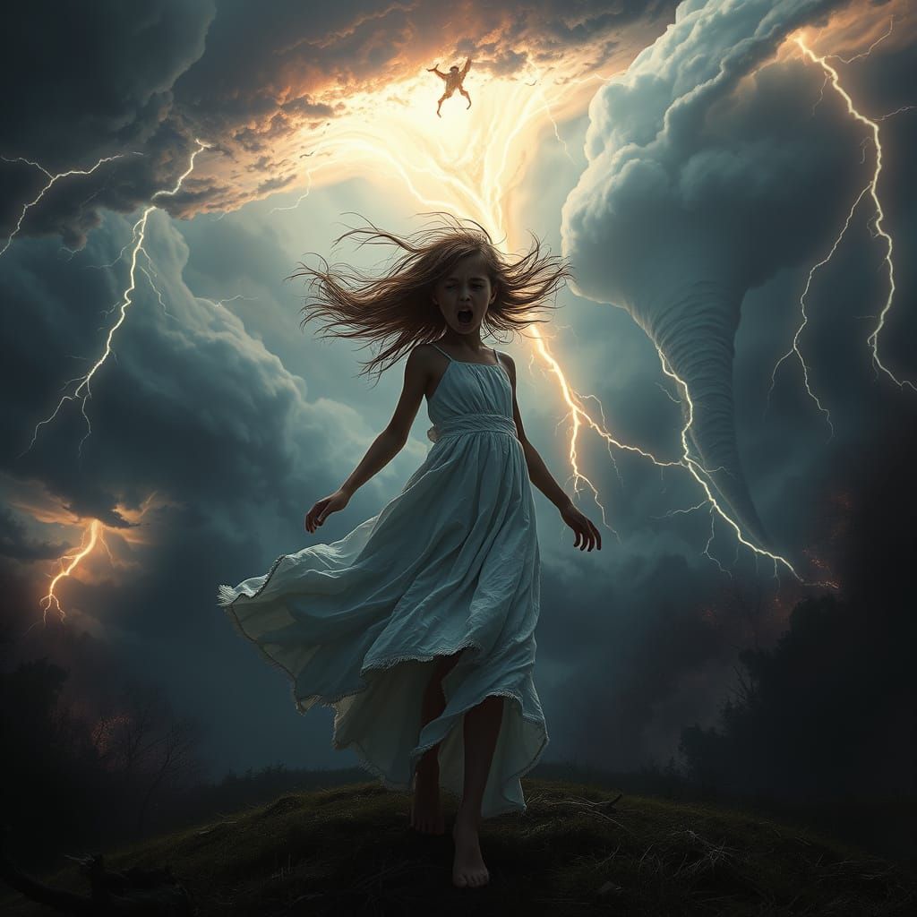storms - Young Girl in Apocalyptic Storm, Inspired by Simon ...