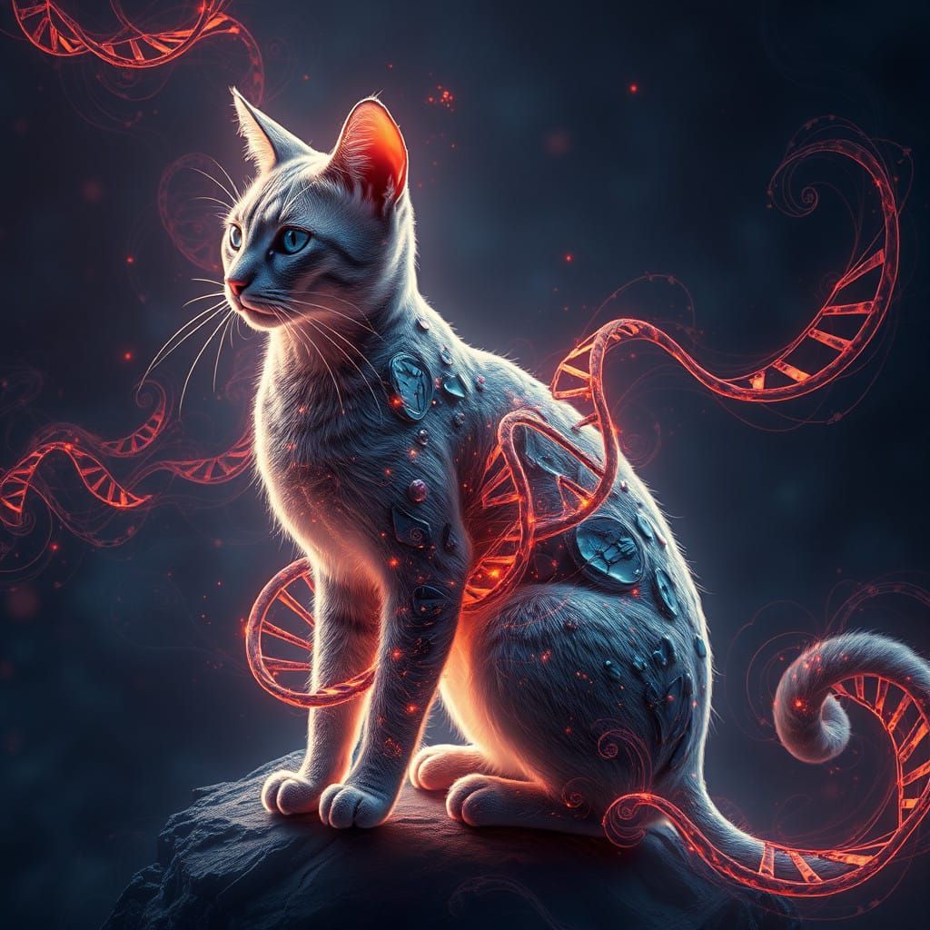 un gatto a forma di DNA - Majestic Cat Formed from DNA Helix...