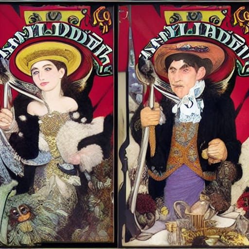 Vampires Soar on a Colorful Billboard in Art Nouve... - AI Art