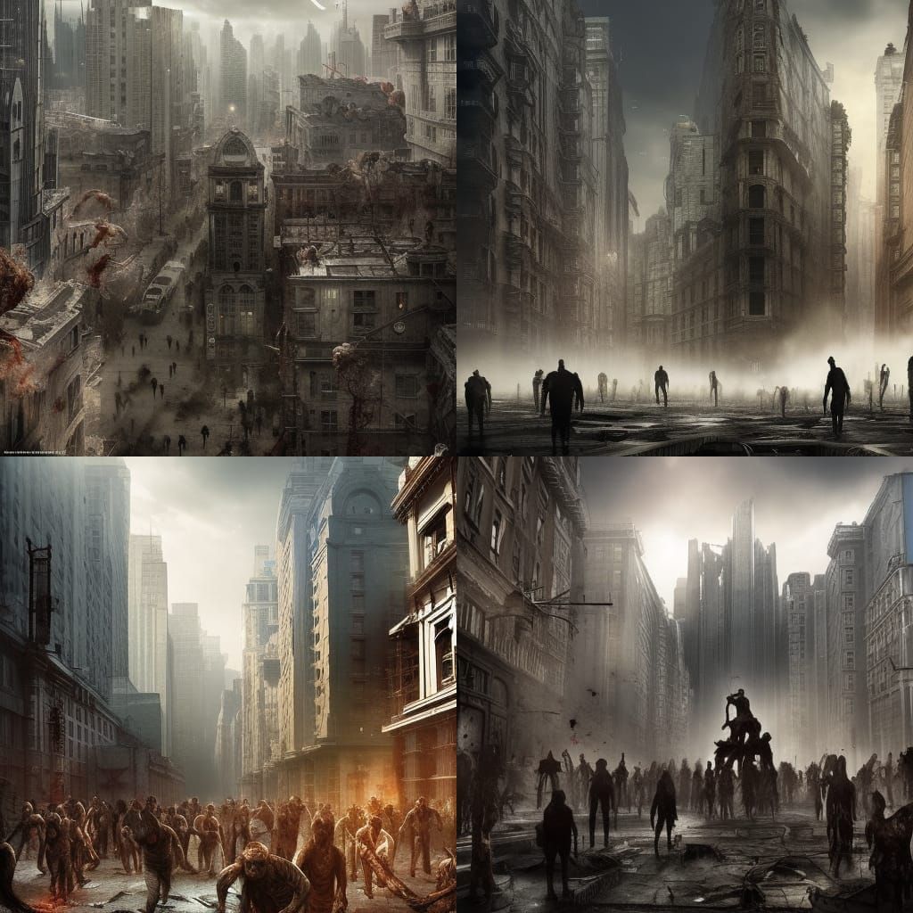Zombie apocalypse in a city - AI Generated Artwork - NightCafe Creator