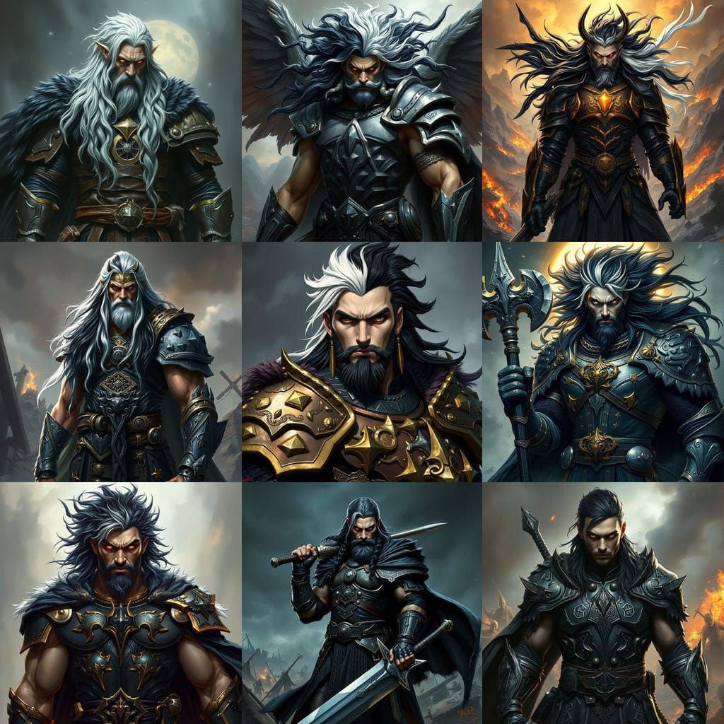 Vali Ravenclaw as a male god of war character with black and white hair ...