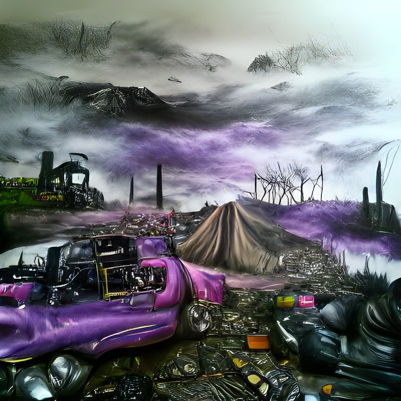 Post apocalyptic wonderland, hyper realistic and colored in black and ...