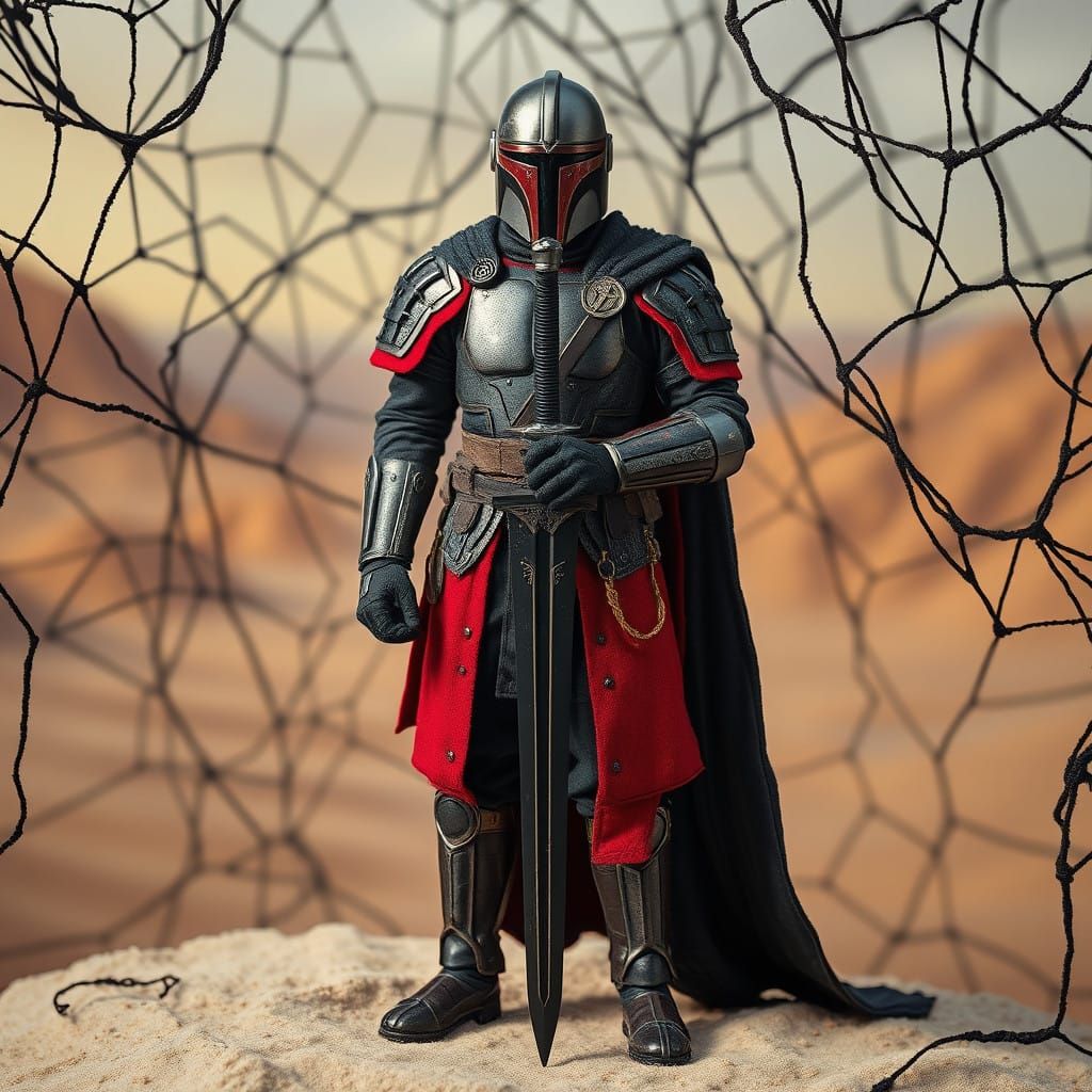 Mandalorian Templar Knight with Glowing Sword and ... - AI Art