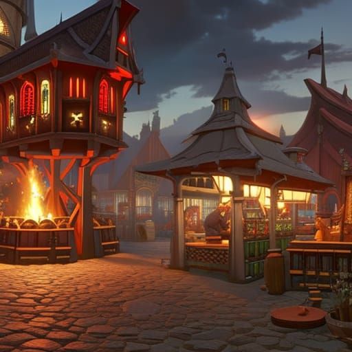 Medieval crowded world of knights, merchants, and bustling marketplaces ...