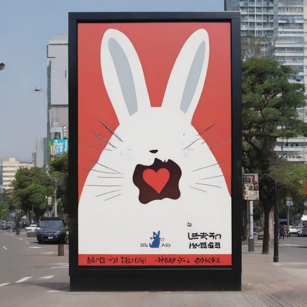 Surreal Vampire Billboard Warns of Rabbits' Plight... - AI Art