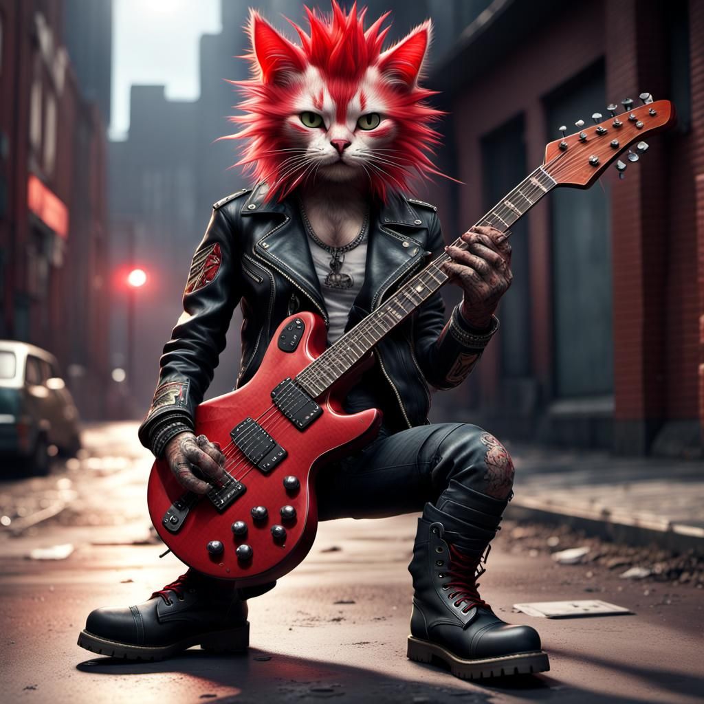 punk rock cat - AI Generated Artwork - NightCafe Creator