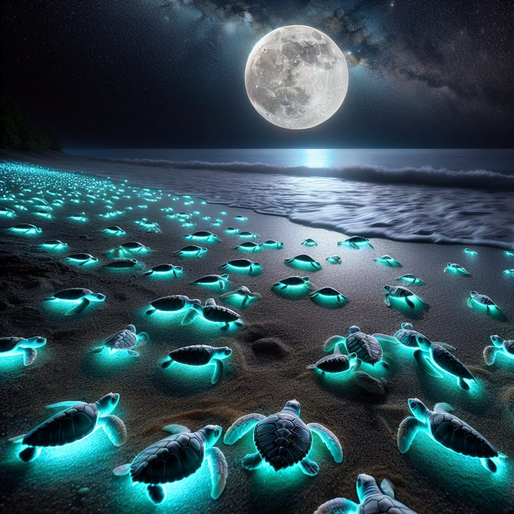 Glow turtles, glow - AI Generated Artwork - NightCafe Creator