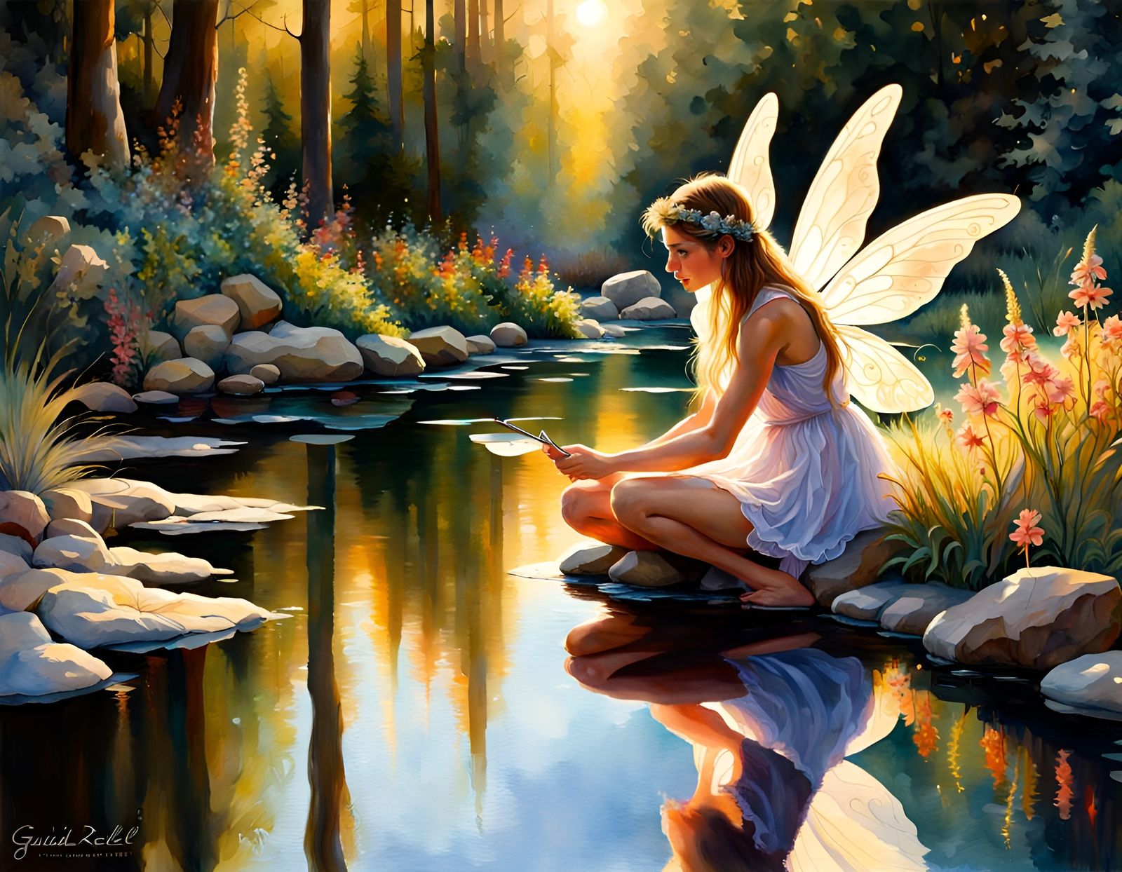 Beautiful fairy at the river. - AI Generated Artwork - NightCafe Creator