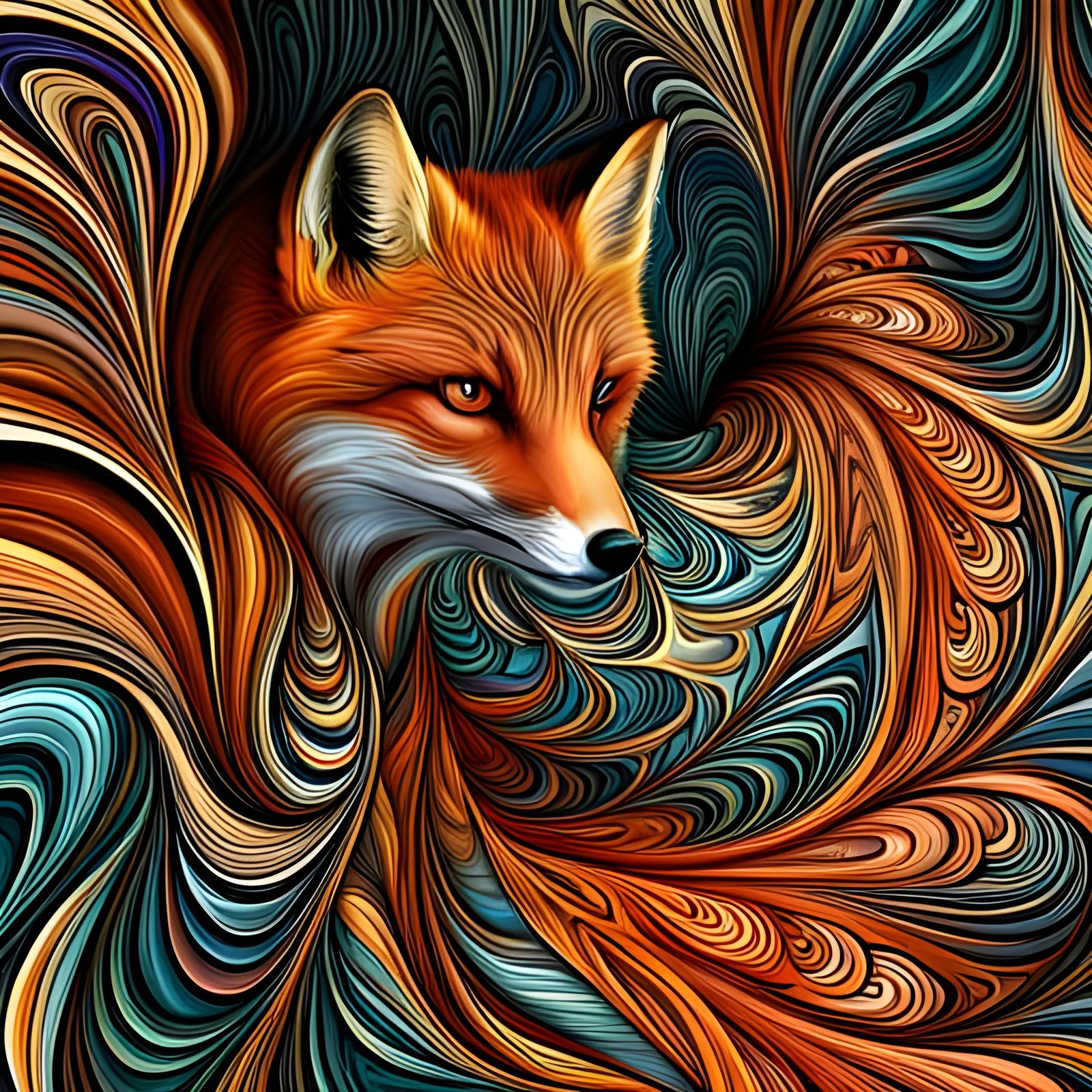 Cool foxfire - Intricate Fractal Foxfire Pattern with Warm C...