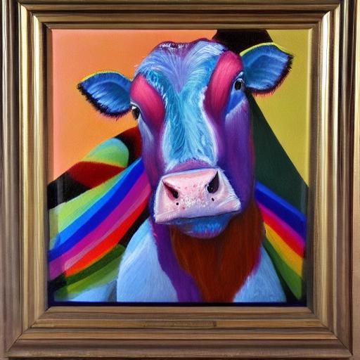 Cute Rainbow colored Cow. - AI Generated Artwork - NightCafe Creator