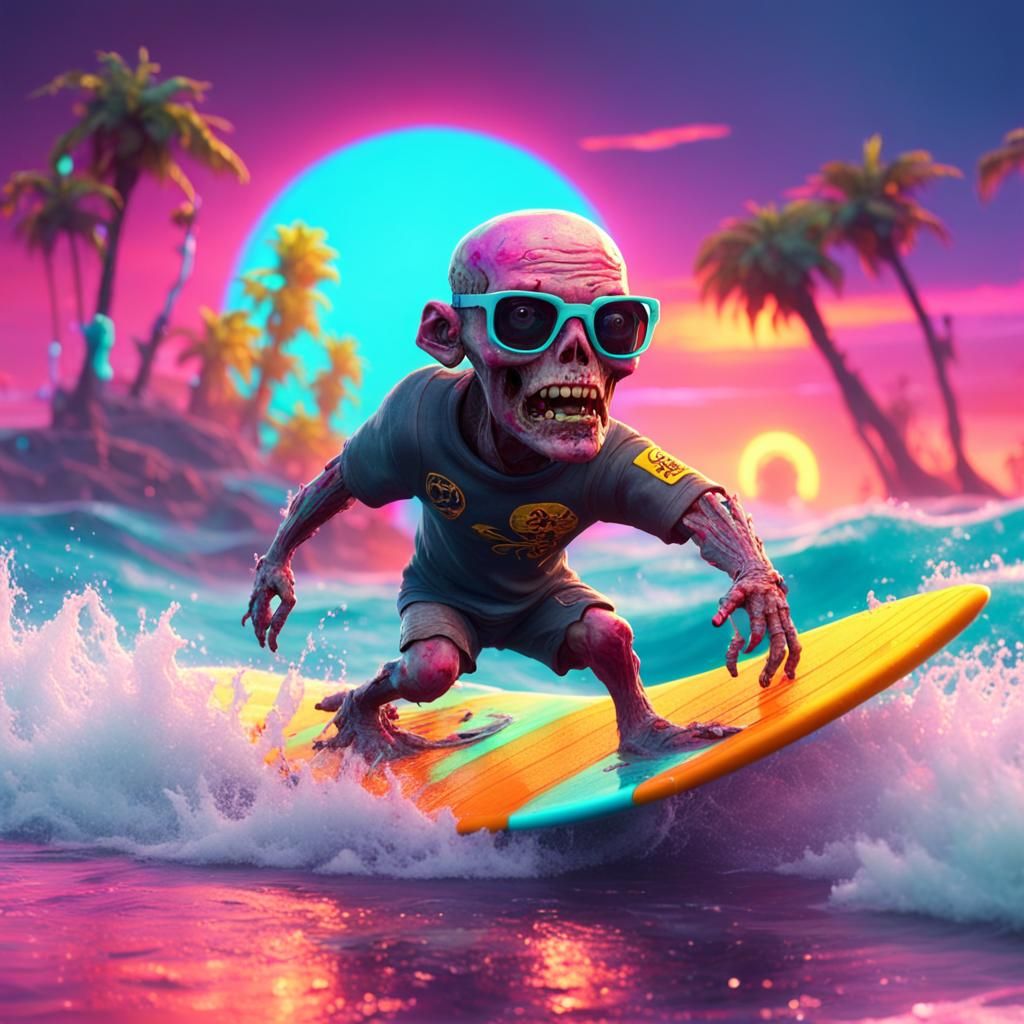 Zombie surfing - AI Generated Artwork - NightCafe Creator